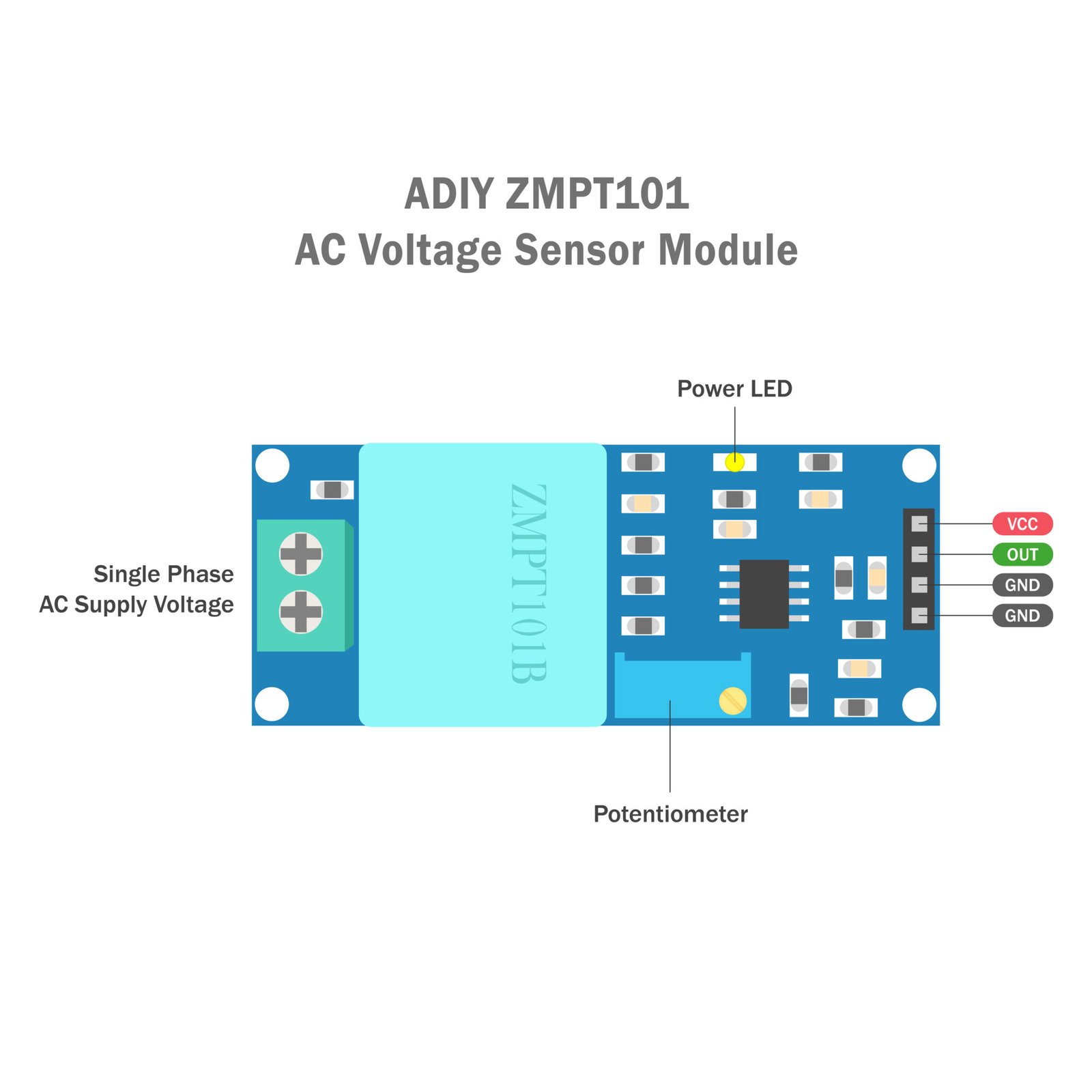 Buy ZMPT101B AC Voltage Sensor Module (Single Phase) - ADIY